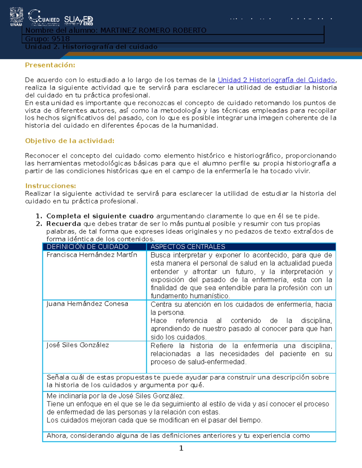 historia universal del Cuidado Unidad 2 - Historiografía del cuidado ... historia universal del Cuidado Unidad 2 - Historiografía del cuidado ...