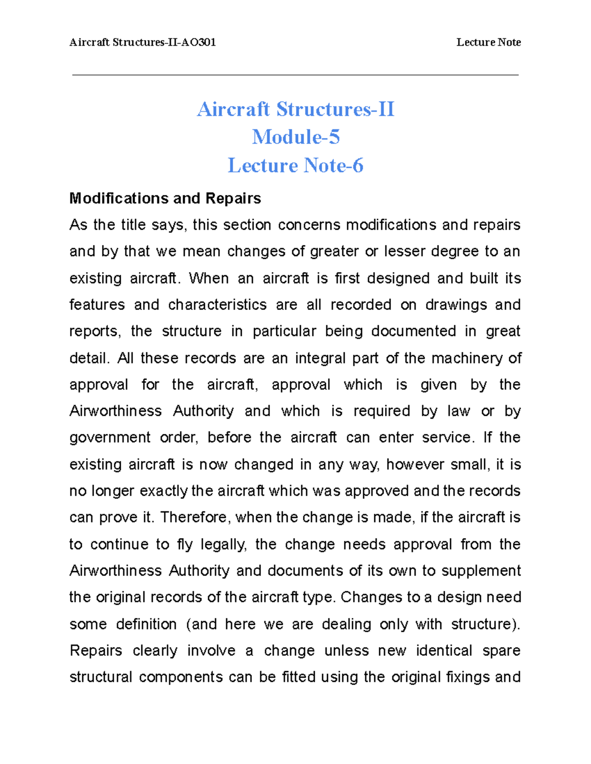 Aircraft Structures-II Module 5 Lecture Note 6 - Aircraft Structures-II ...