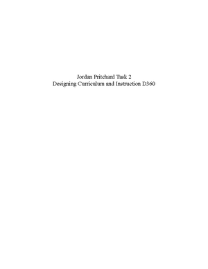 D184 Task 1 - task 1 - Task 1 Developing an Assessment System Jordan ...