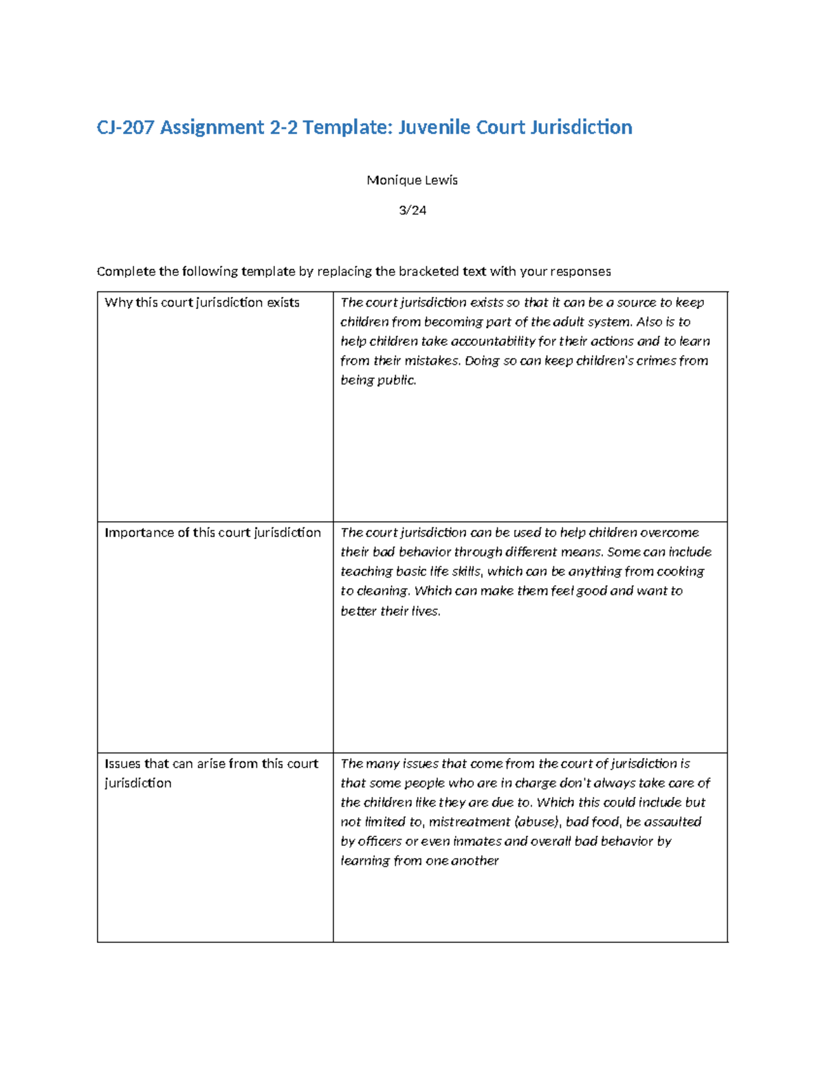 CJ-207 Assignment 2-2 Template - Also is to help children take ...