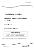 STA1501 - Unisa - Descriptive Statistics and Probability - Studocu