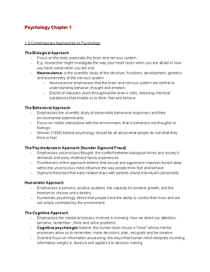 Psychology: Area of Specialization Chapter 1.4 - Psychology Chapter 1 1 ...