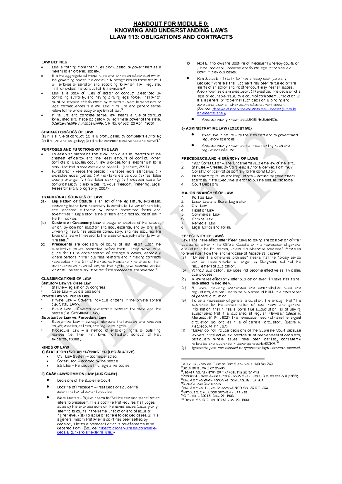 Module 0 (Knowing and Understanding Laws) - HANDOUT FOR MODULE 0 ...