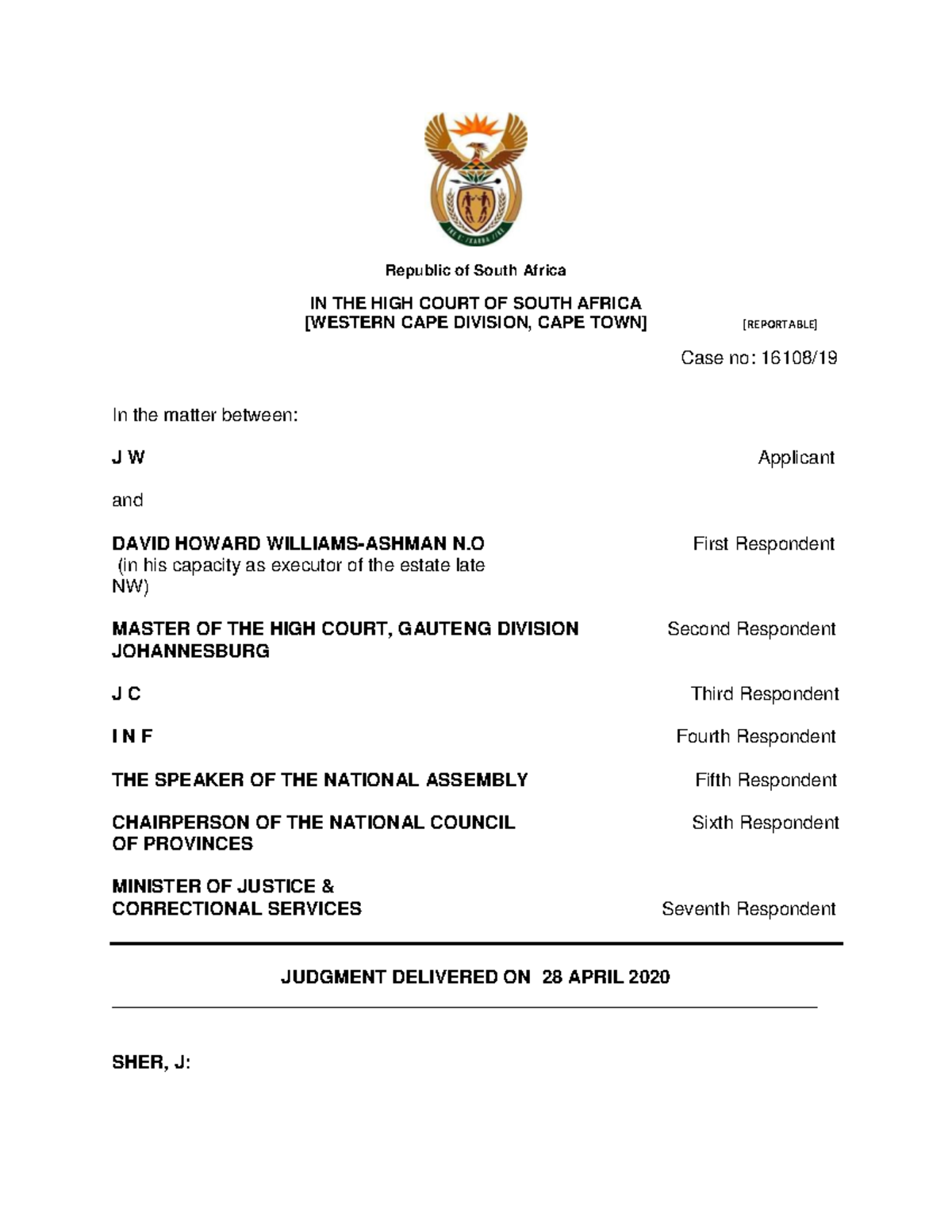 27 - Case law - Republic of South Africa IN THE HIGH COURT OF SOUTH ...