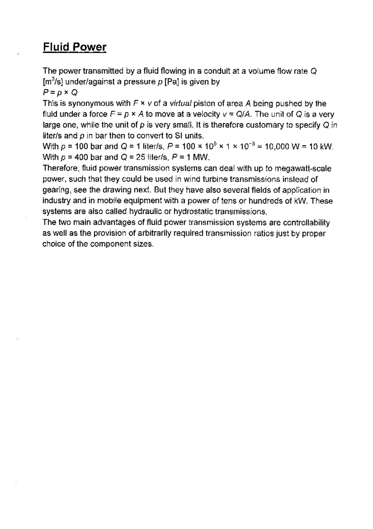 MSD-4 2022011 8 0001 - Lecture notes - Fluid Power The power ...