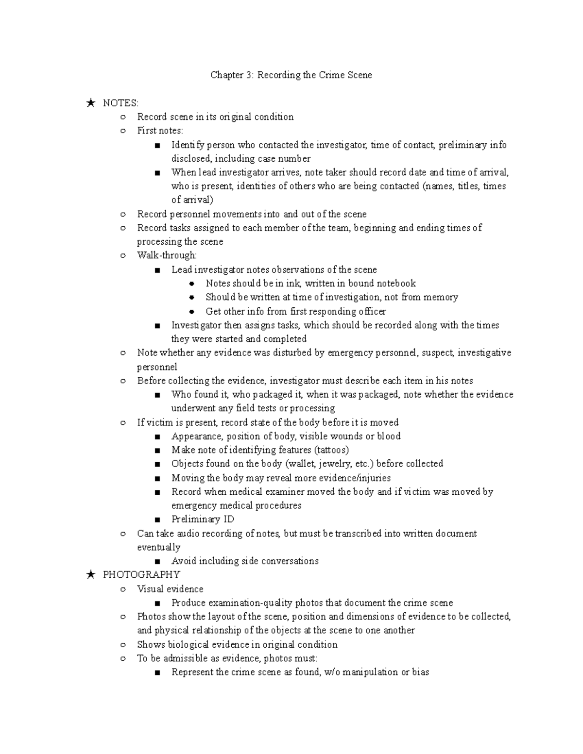 Forensics Chapter 3 - Hoa Trinh - Chapter 3: Recording the Crime Scene ...