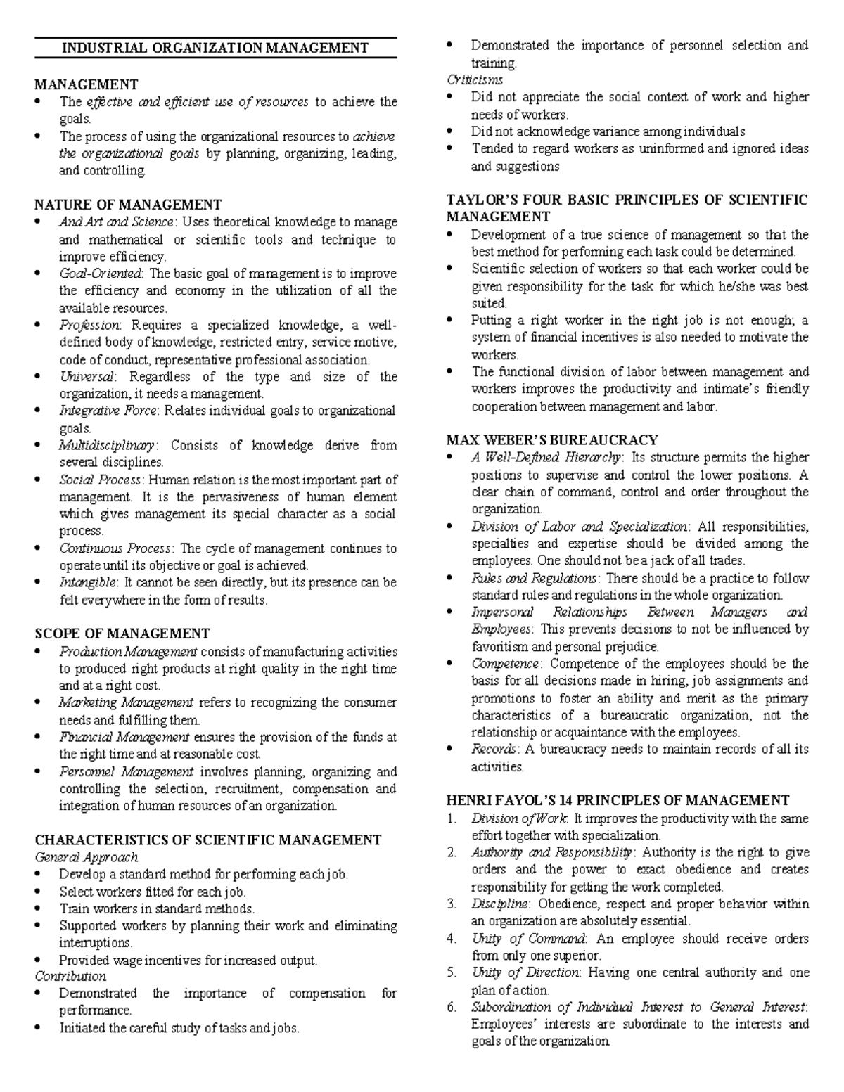 Industrial Organization Management - INDUSTRIAL ORGANIZATION MANAGEMENT MANAGEMENT The effective ...