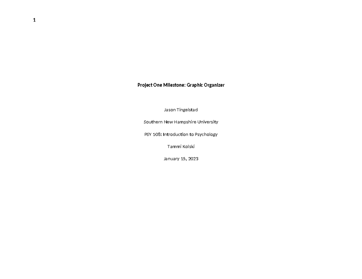 PSY108 Project One Milestone - Project One Milestone: Graphic Organizer ...