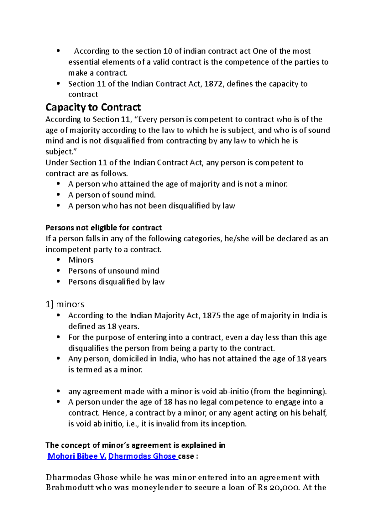 Contract 1 Chapter 2 According To The Section 10 Of Indian Contract
