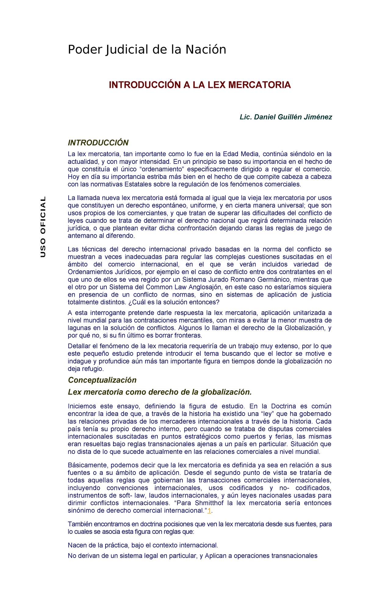 Introducci N A LA LEX Mercatoria - Poder Judicial de la Nación INTRODUCCIÓN A LA LEX MERCATORIA ...