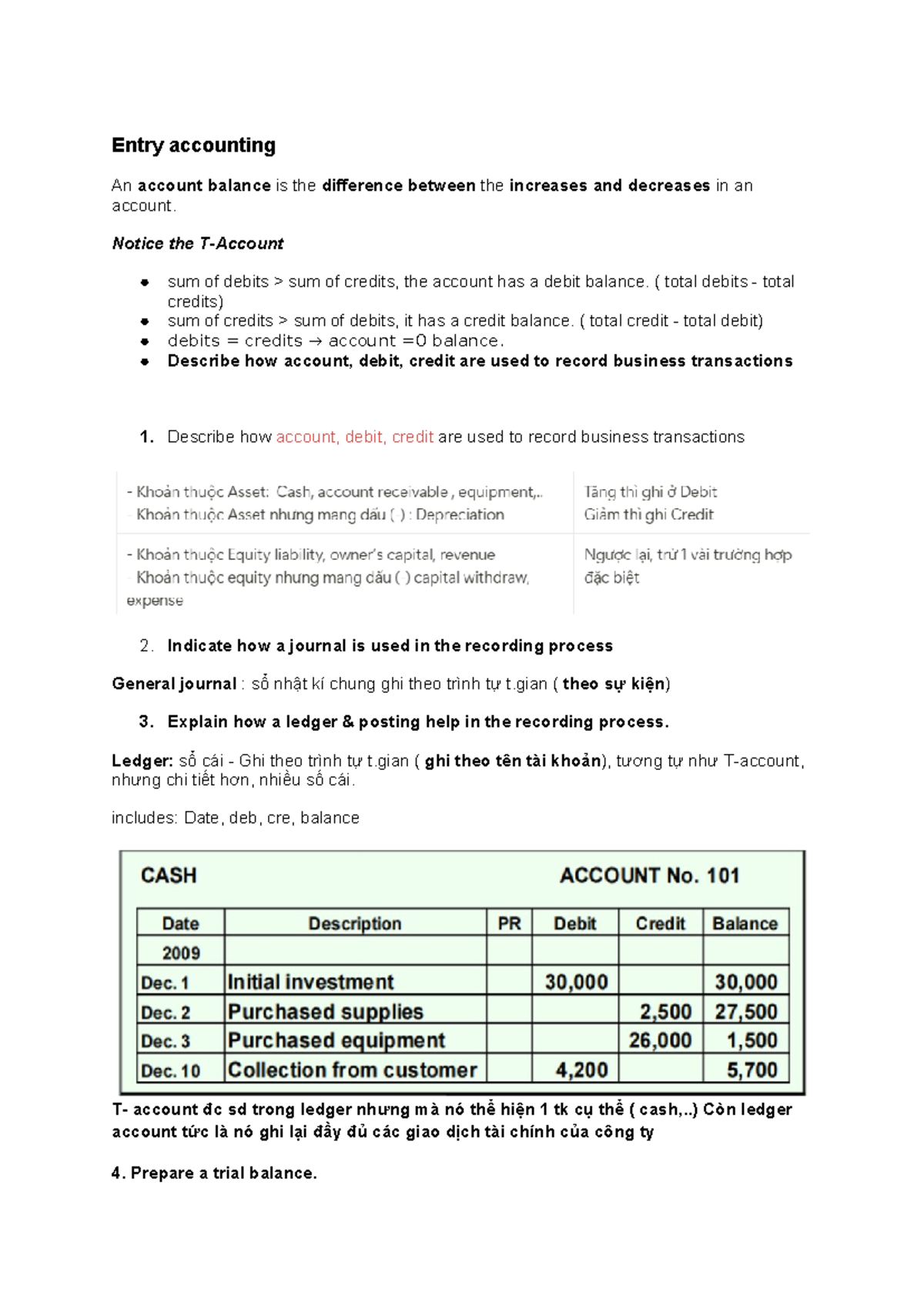 Note acc chapter 2 - Entry accounting An account balance is the ...