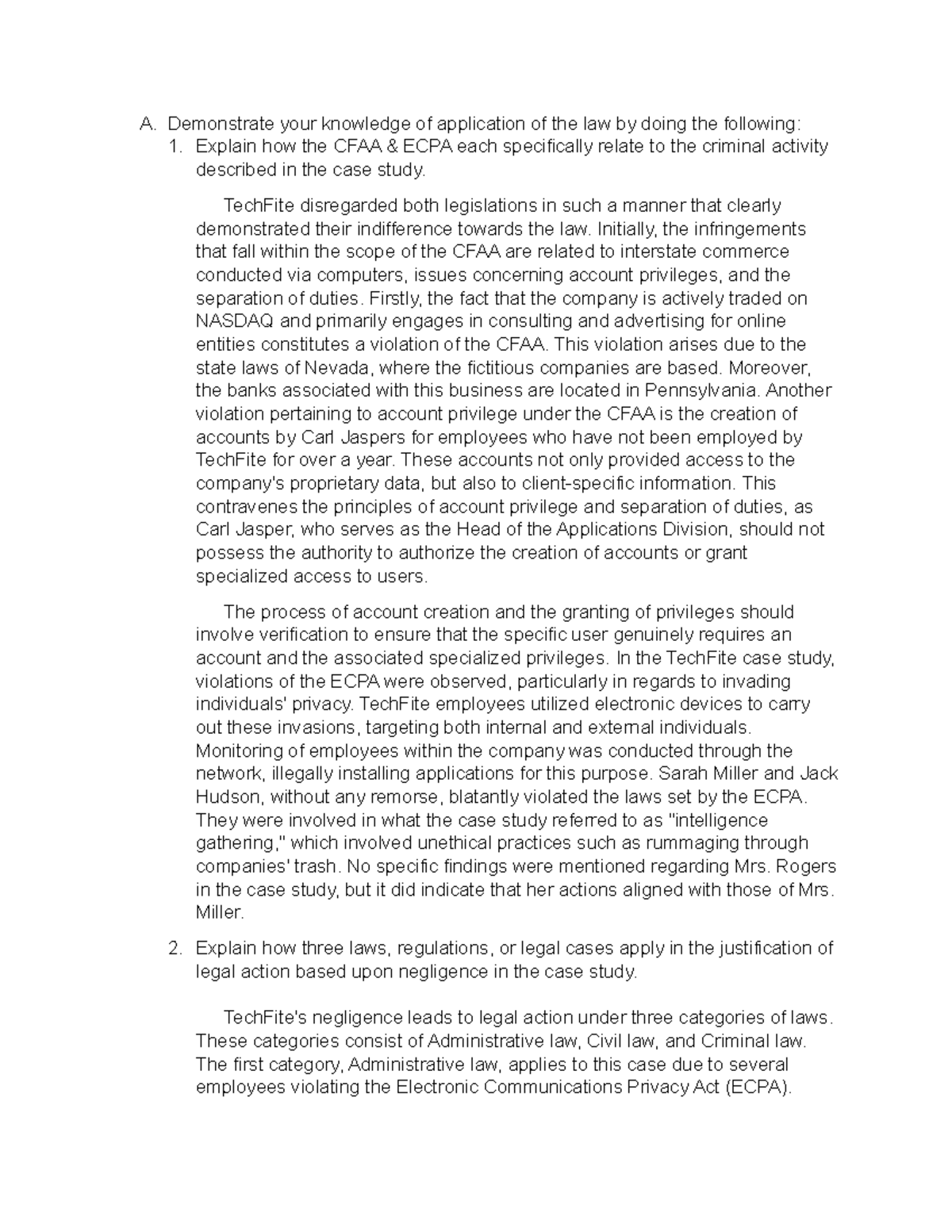 Task1 C841 - Legal Issues in IS - A. Demonstrate your knowledge of ...