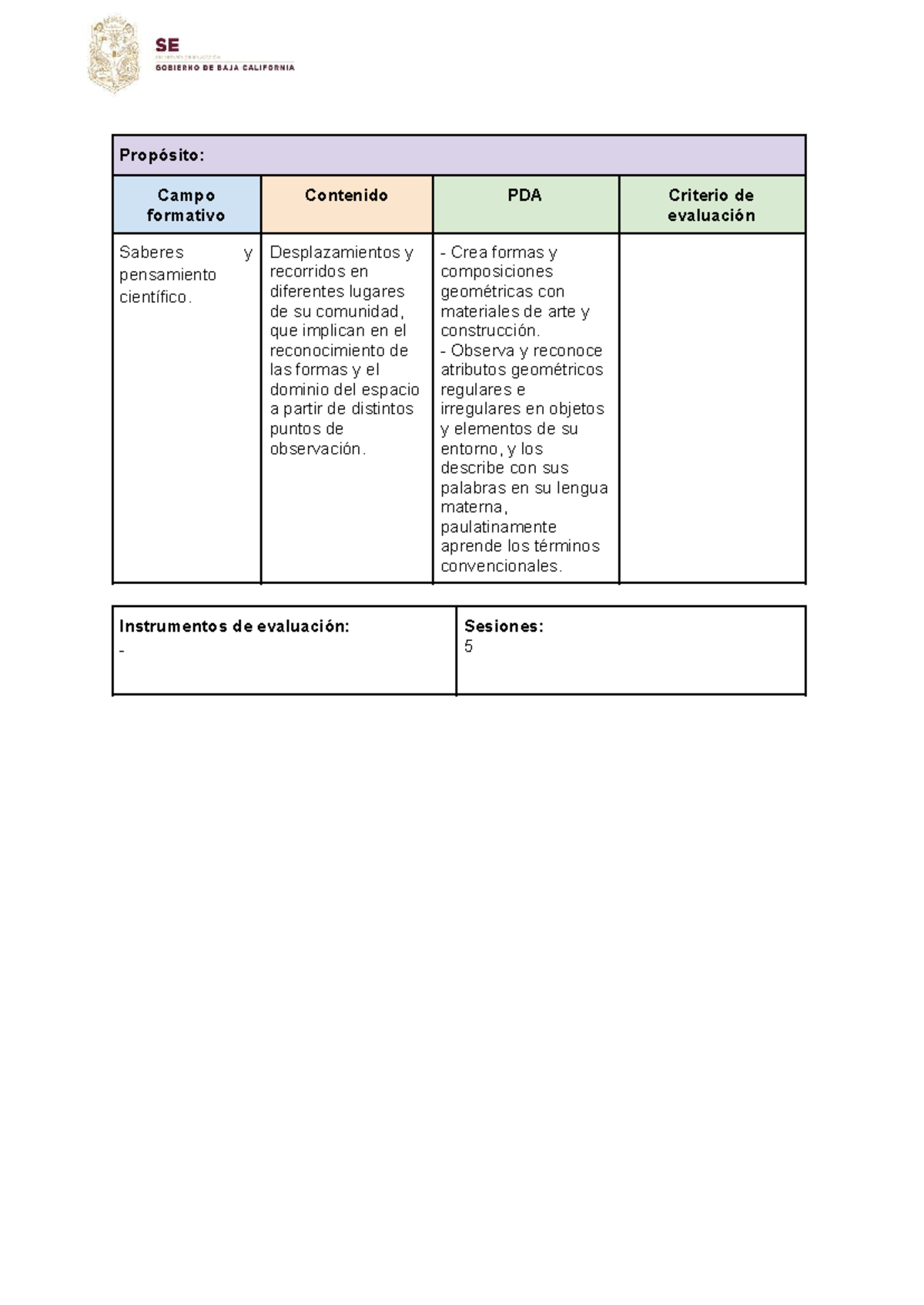 Planeacion de figuras - Propósito: Campo formativo Contenido PDA ...