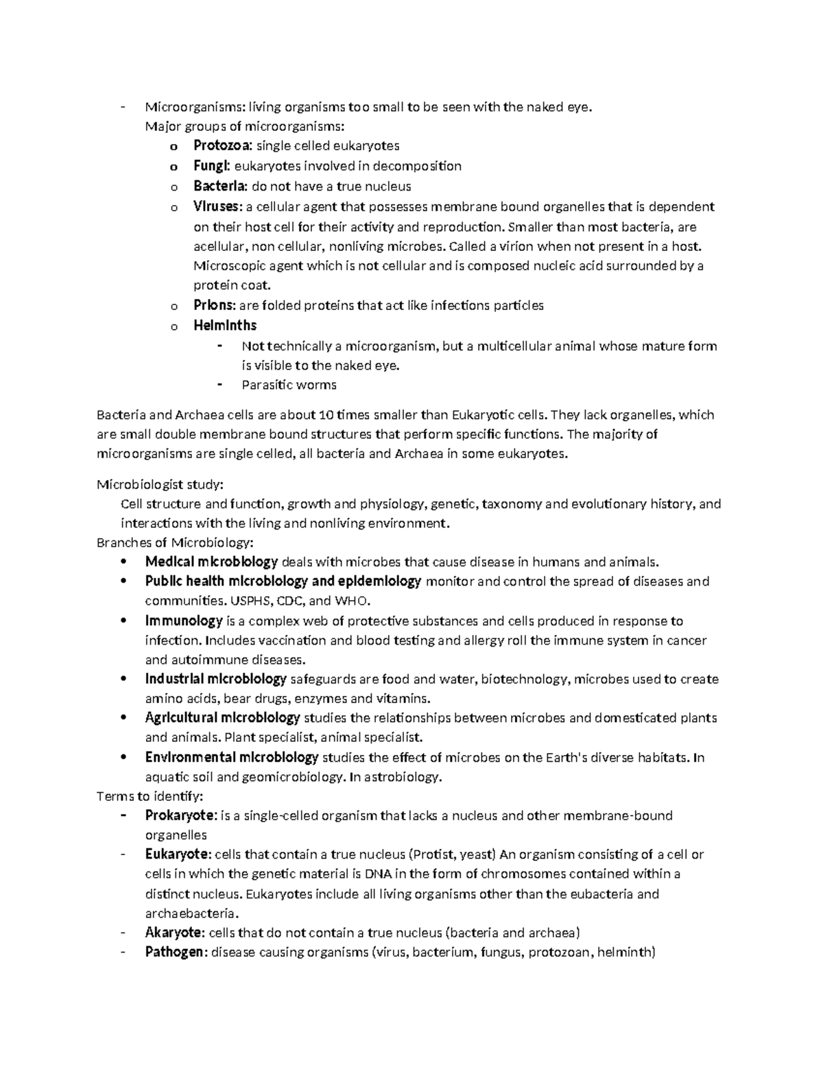 Ch. 1 Notes - Microorganisms: living organisms too small to be seen ...