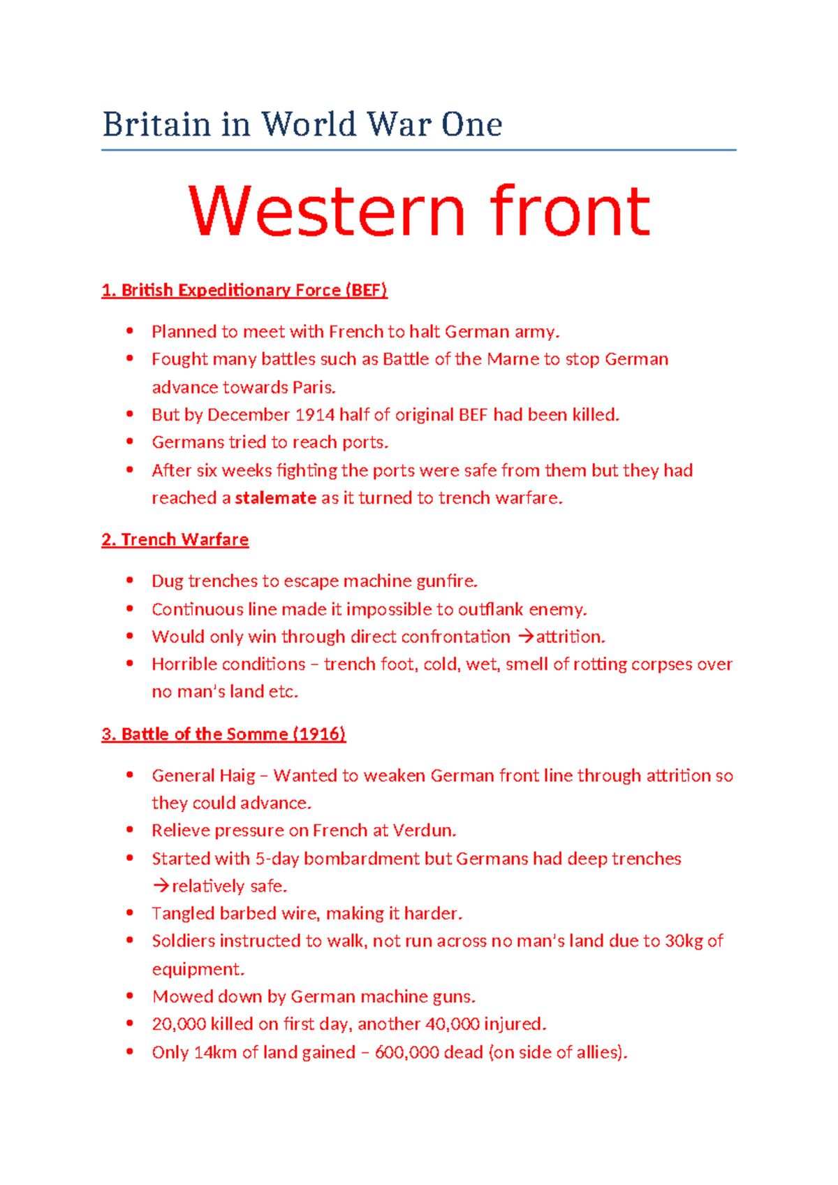 01history Britain in World War One - Britain in World War One Western ...