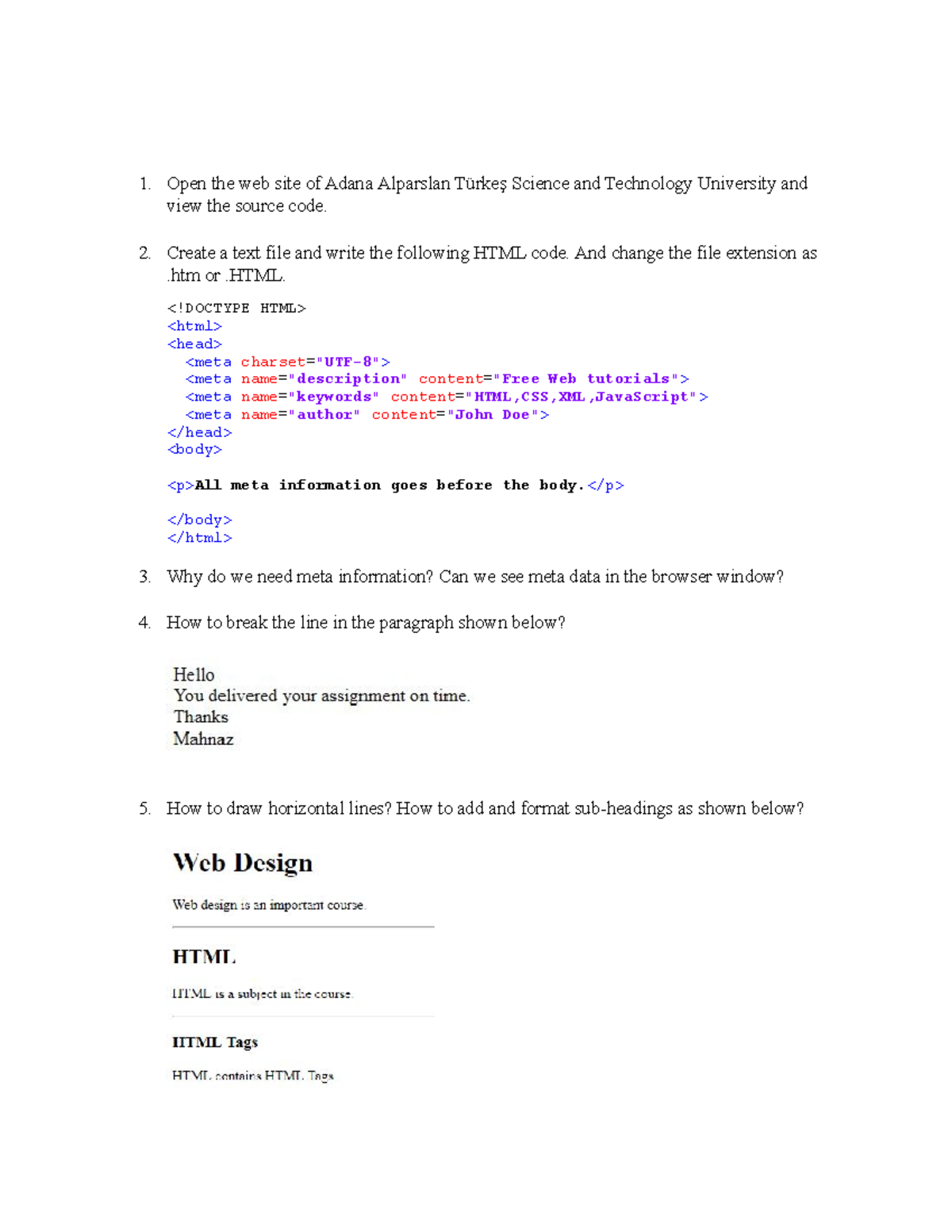 Web design lab - 1. Open the web site of Adana Alparslan Türkeş Science ...
