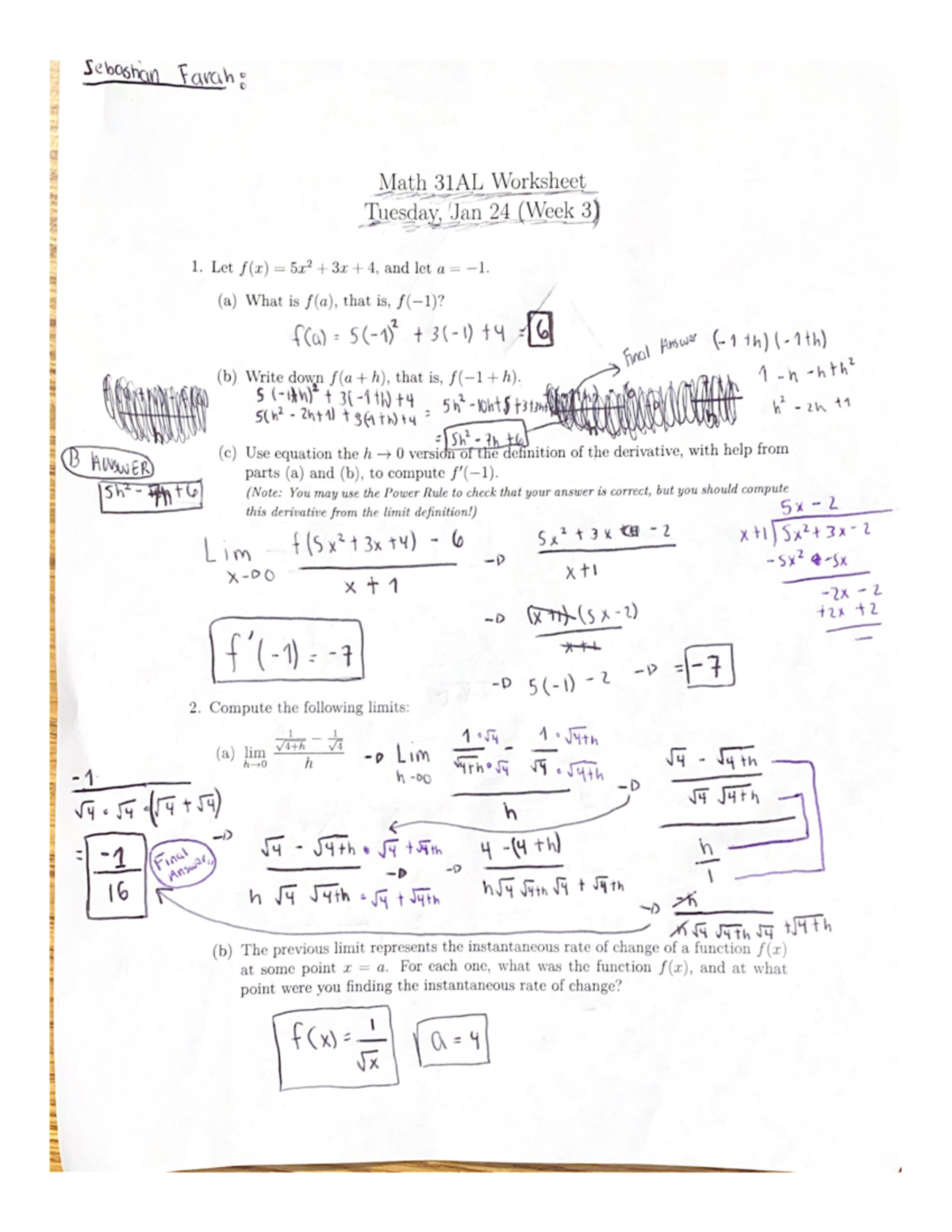 Worksheet 5 - Math 31A - Studocu
