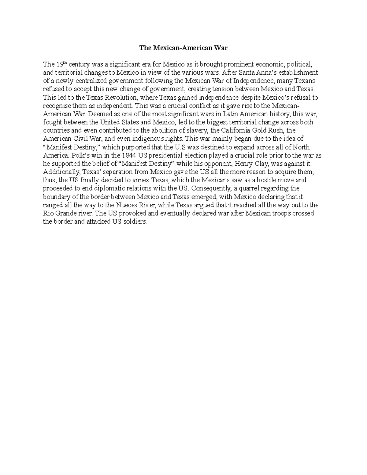 Mexican-American War - essay on mexican war - The Mexican-American War ...