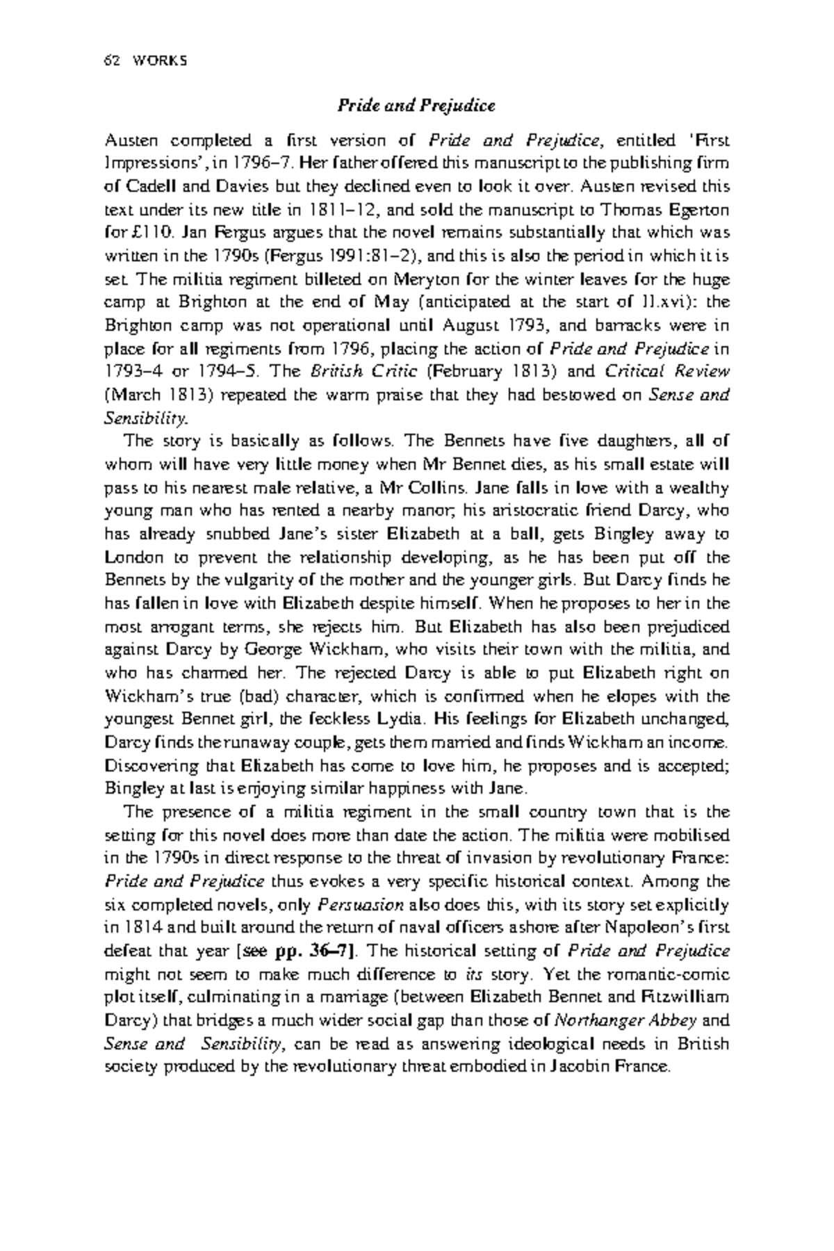 Jane Austen Robert P - Pride and Prejudice Austen completed a first ...