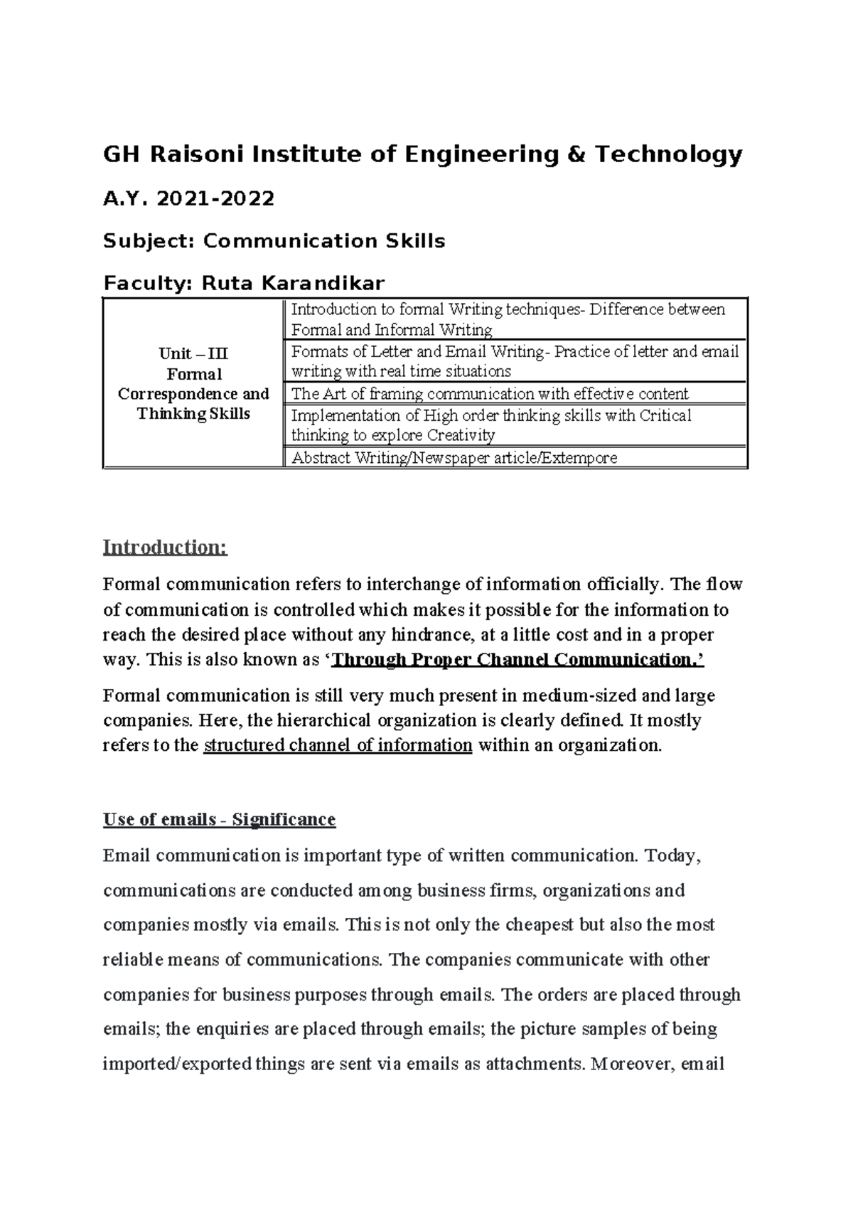 Unit III - This much usefull - GH Raisoni Institute of Engineering ...