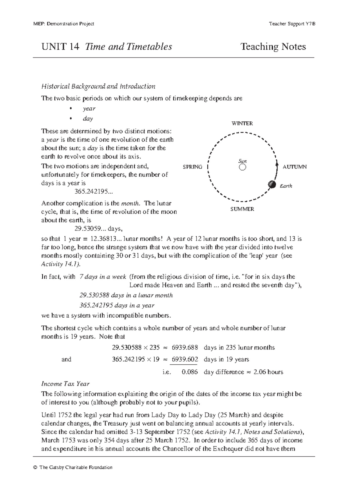 Unit 14 time and timetables teaching notes - MEP: Demonstration Project ...