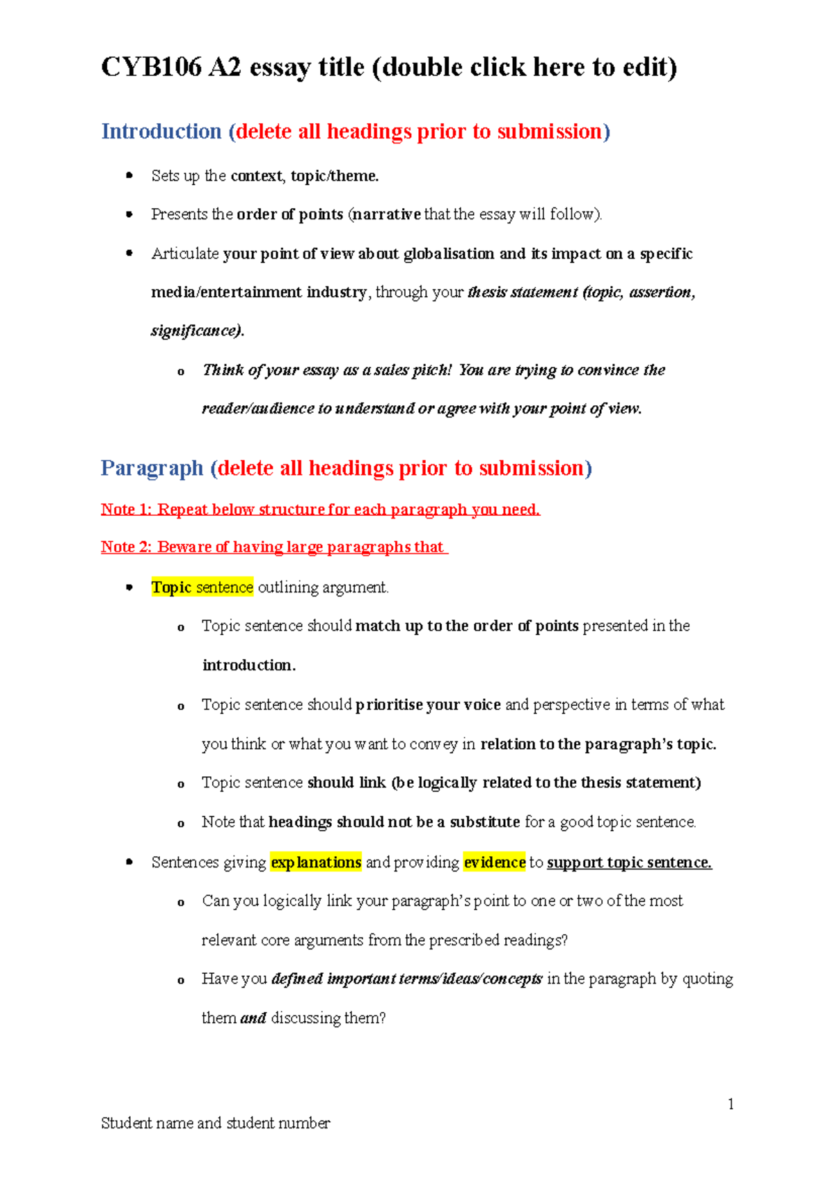 A2 template - NOTES - CYB106 A2 essay title (double click here to edit ...