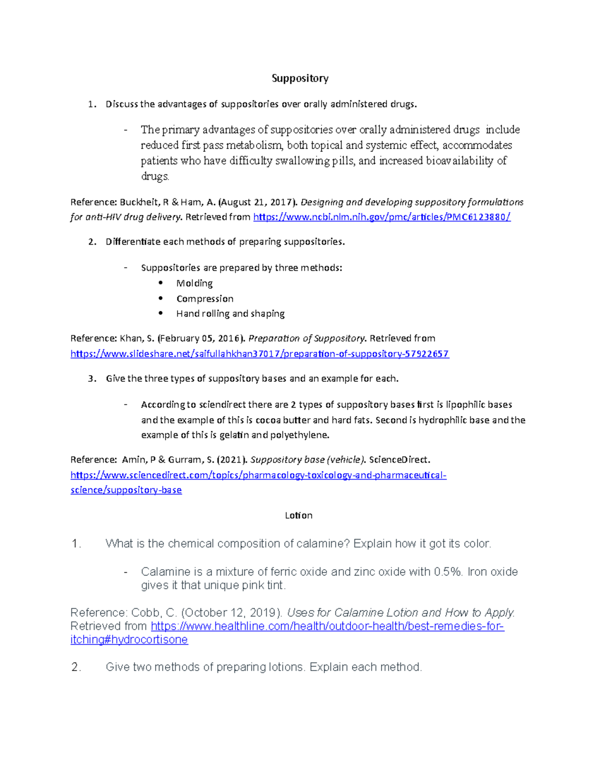 Suppository-and-lotion - Suppository Discuss the advantages of ...