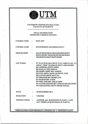 Mathematics Project Report - SEMESTER 1 2018/2019 SMJM 1013 Engineering ...