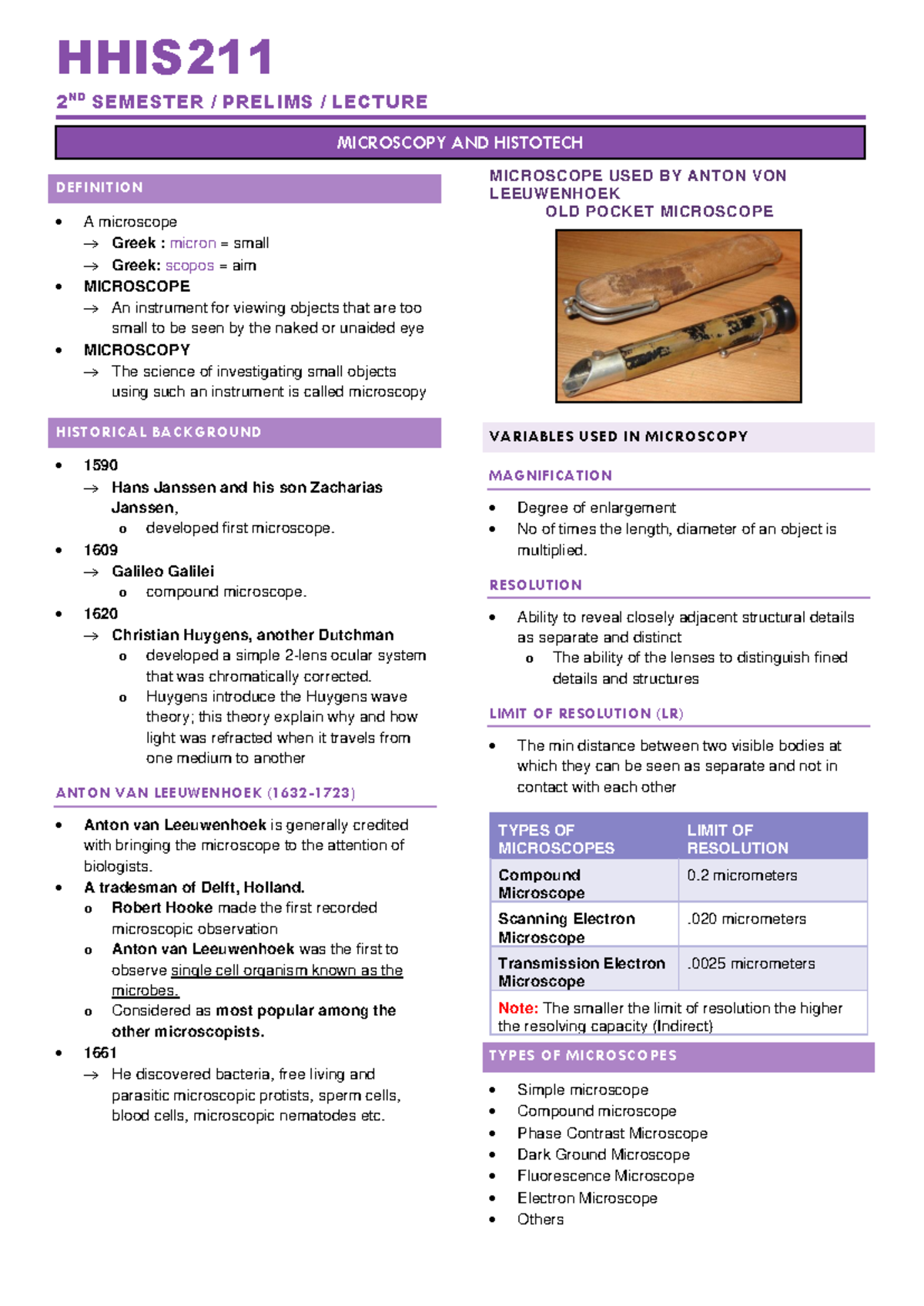 HHIS Transes Lecture - 2 ND SEMESTER / PRELIMS / LECTURE DEFINITION A ...