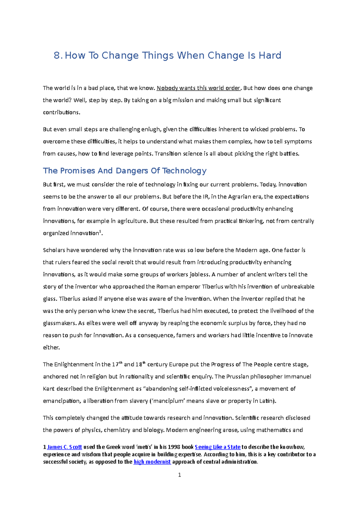 Reader Chp 8 - Document - 8. How To Change Things When Change Is Hard ...