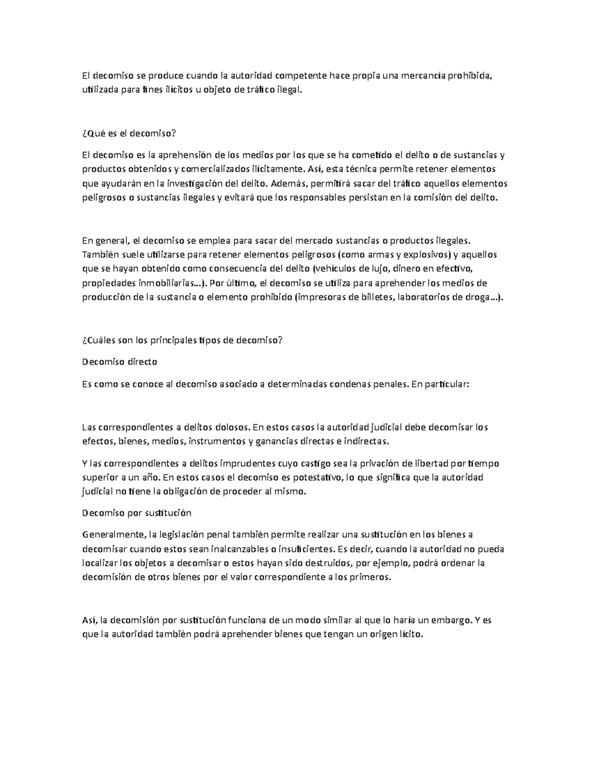 El Decomiso - ¿Qué es el decomiso? El decomiso es la aprehensión de los ...