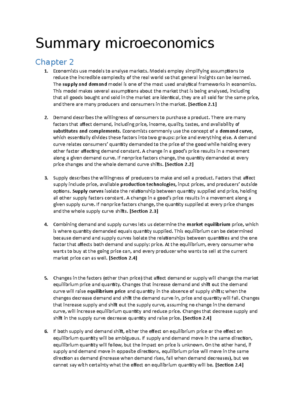 Summary microeconomics - Summary microeconomics Chapter 2 Economists ...