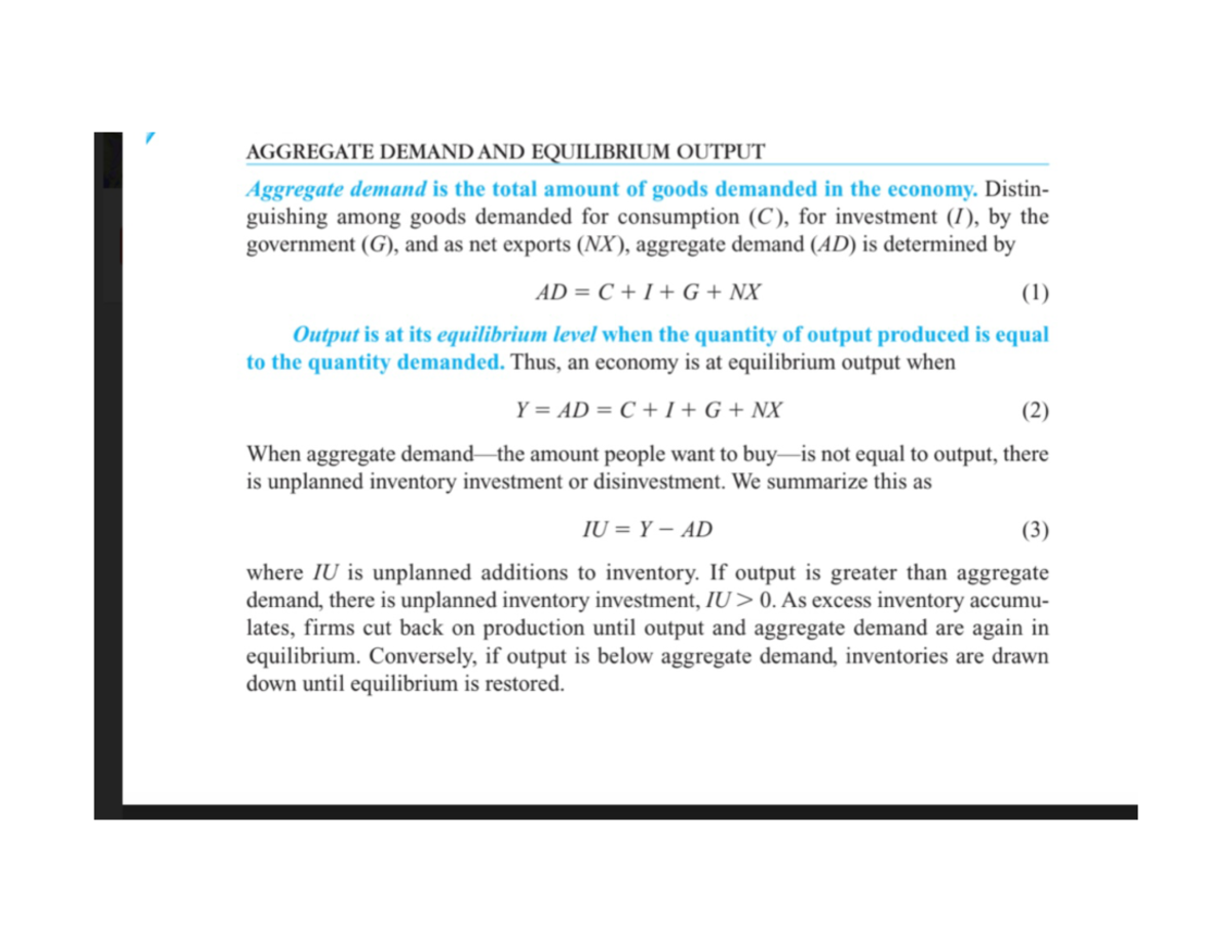 Aggregate demand and equilibrium output - MACRO ECONOMICS - Studocu