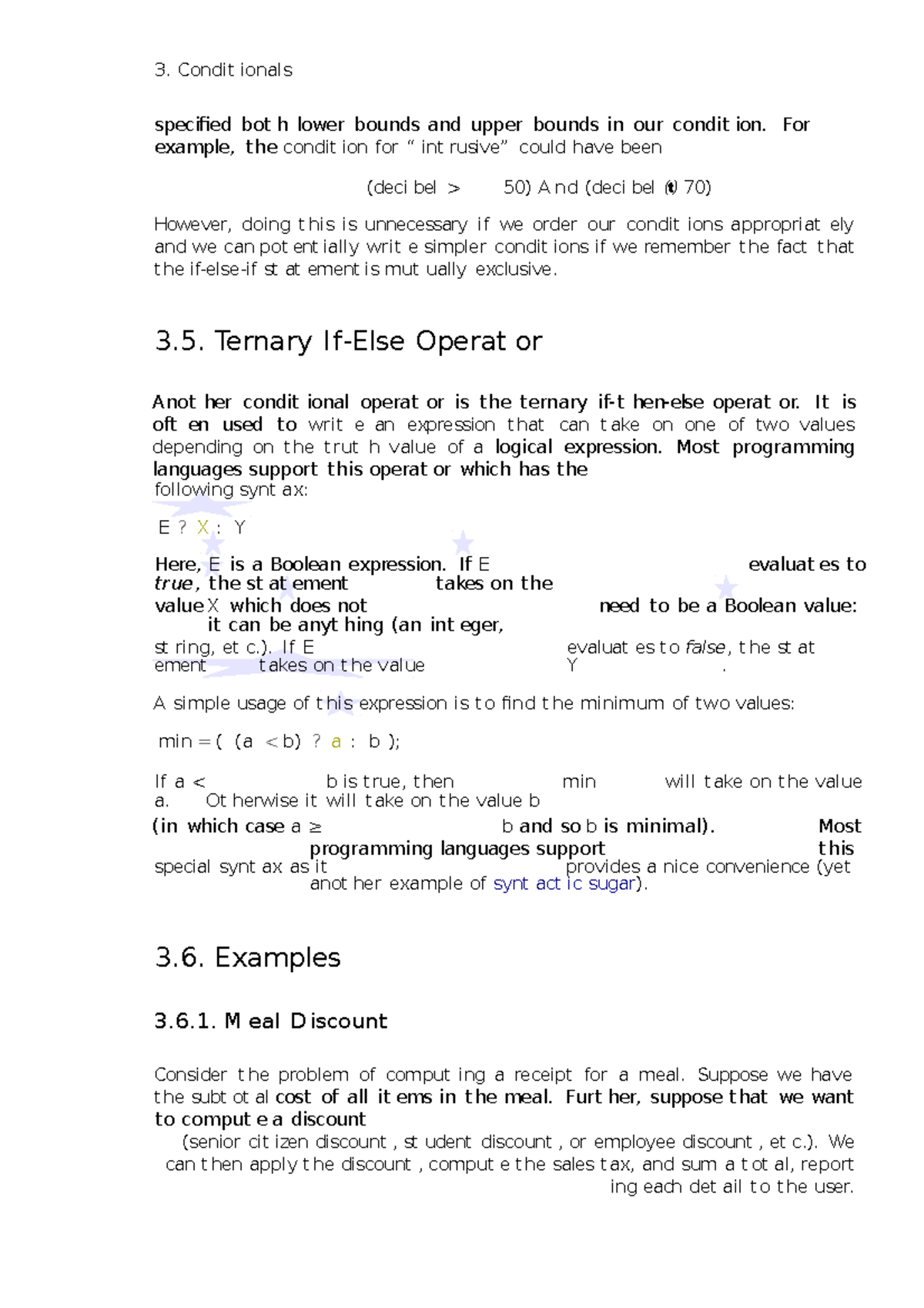 Cs115 lecture notes Module 1-2-3 - Condit ionals specified bot h lower ...
