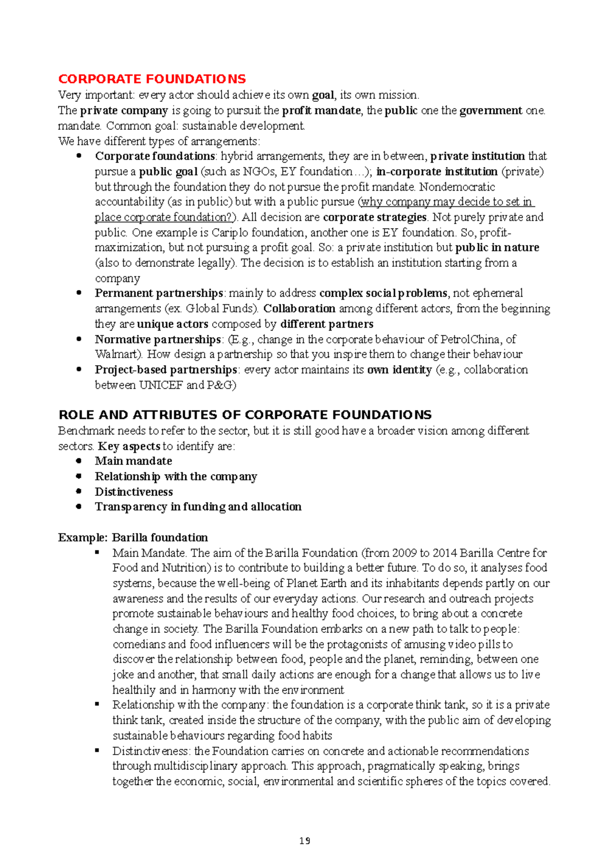 Policy analysis and evaluation - second partial, third part - CORPORATE FOUNDATIONS Very ...