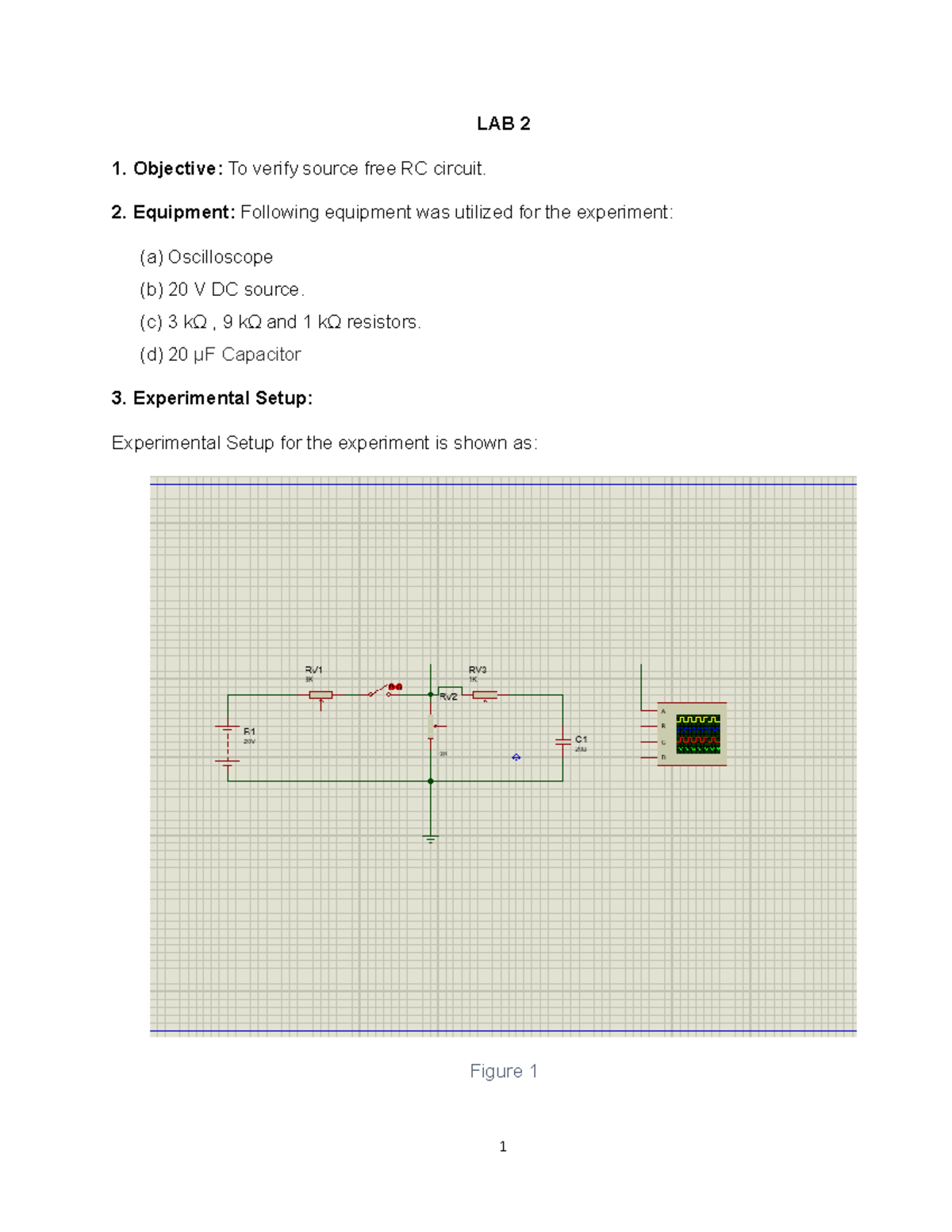 LAB 2 - Source Free RC circuit in Proteus - LAB 2 Objective: To verify ...