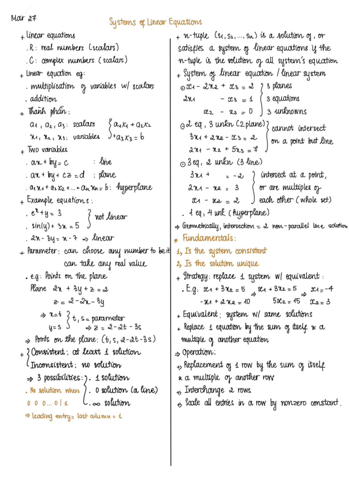 MATH 22 day 1 - System of Linear Equation - MATH 022 - Studocu
