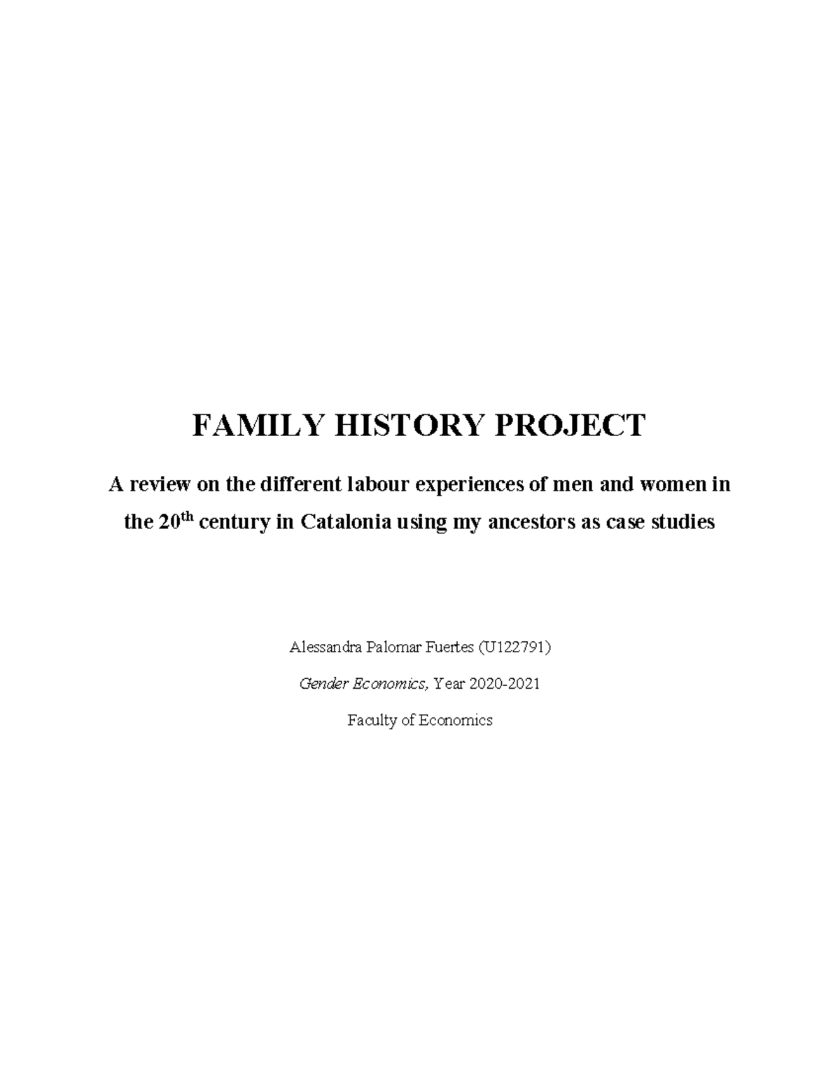 Example 2-of the family history project - FAMILY HISTORY PROJECT A ...