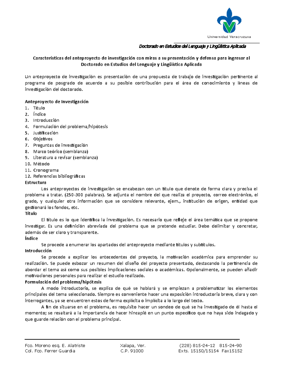 Caracteristicas del anteproyecto de investigacion ...