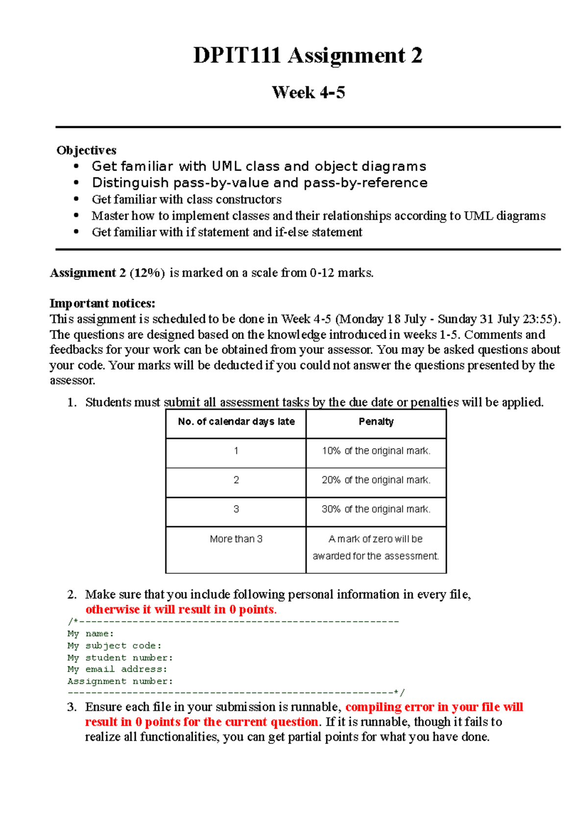 A2 Spring 22 - Assi2 - DPIT111 Assignment 2 Week 4- 5 Objectives Get ...