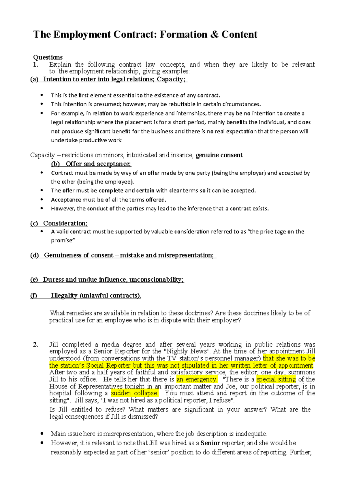 Module 3 - The Employment Contract - The Employment Contract: Formation ...