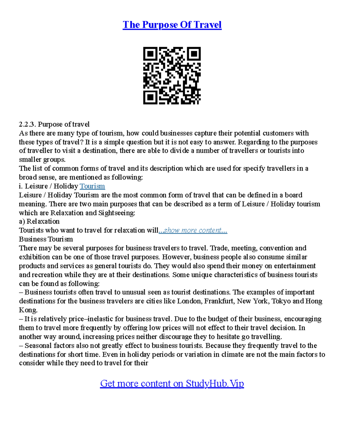 Travel Essay Travel Essay - The Purpose Of Travel 2.2. Purpose of ...