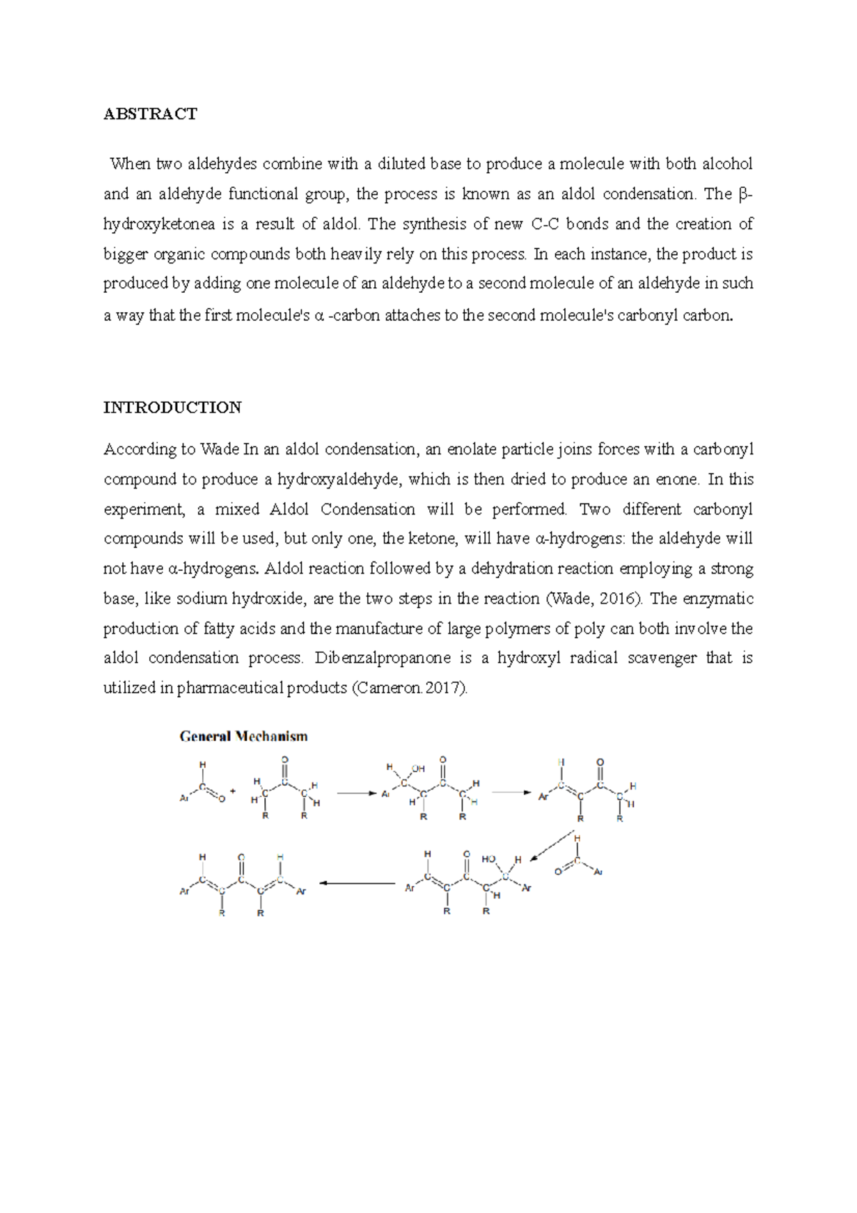 Kaizer 306 - KENEWK - ABSTRACT When two aldehydes combine with a diluted base to produce a ...