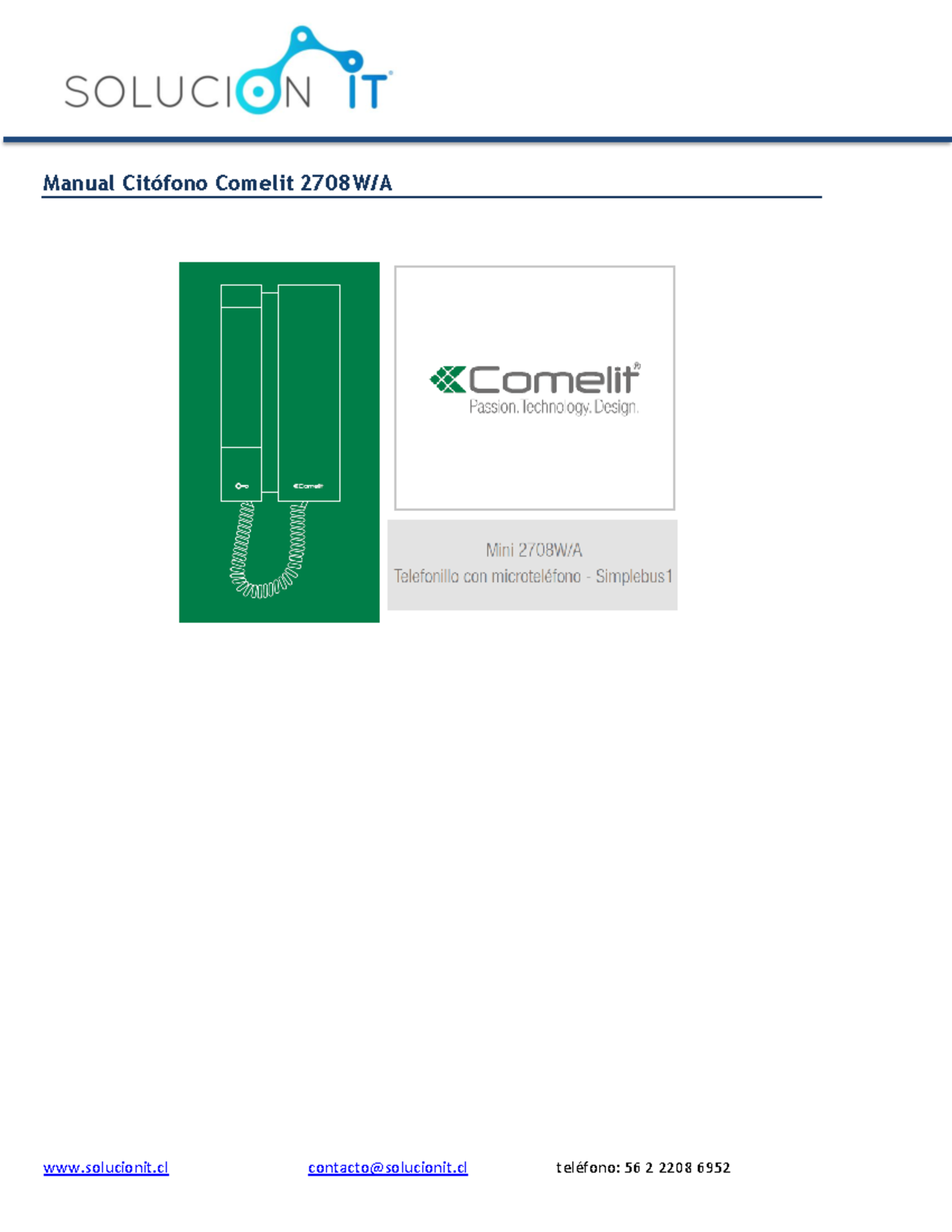 Manual Usuario Comelit 2708 W (Deptos) - solucionit contacto@solucionit ...