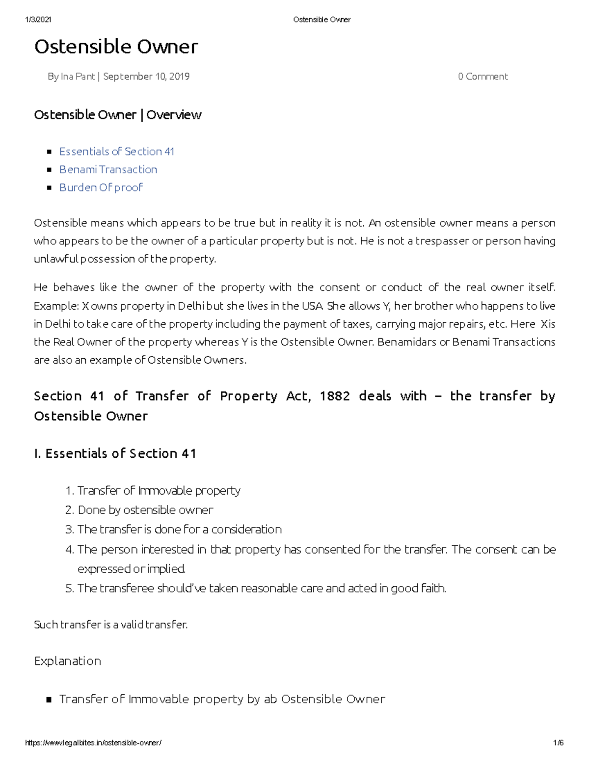 Ostensible Owner - By Ina Pant | September 10, 2019 0 Comment ...