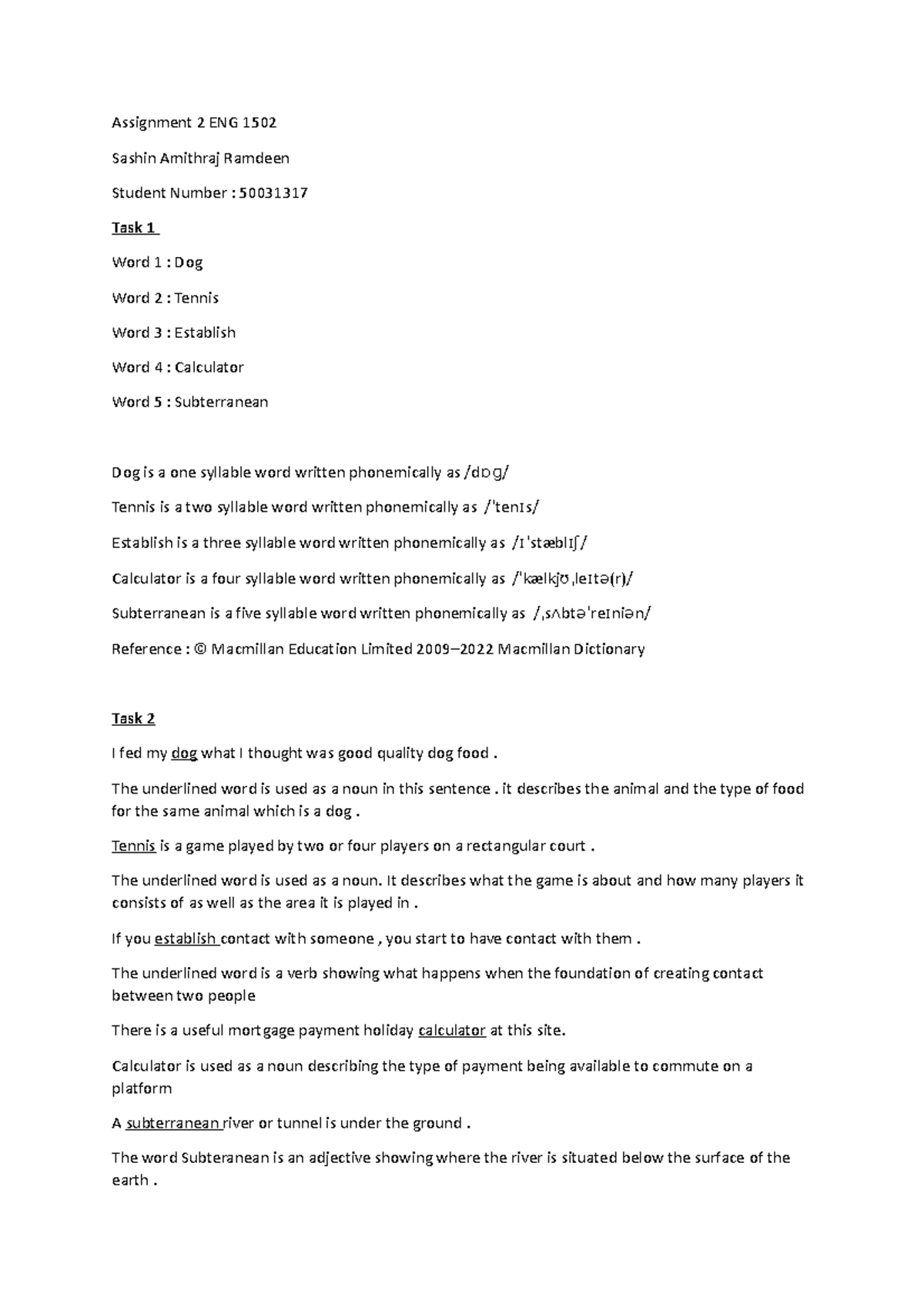 Assignment 2 ENG 1502 - Assignment 2 ENG 1502 Sashin Amithraj Ramdeen ...