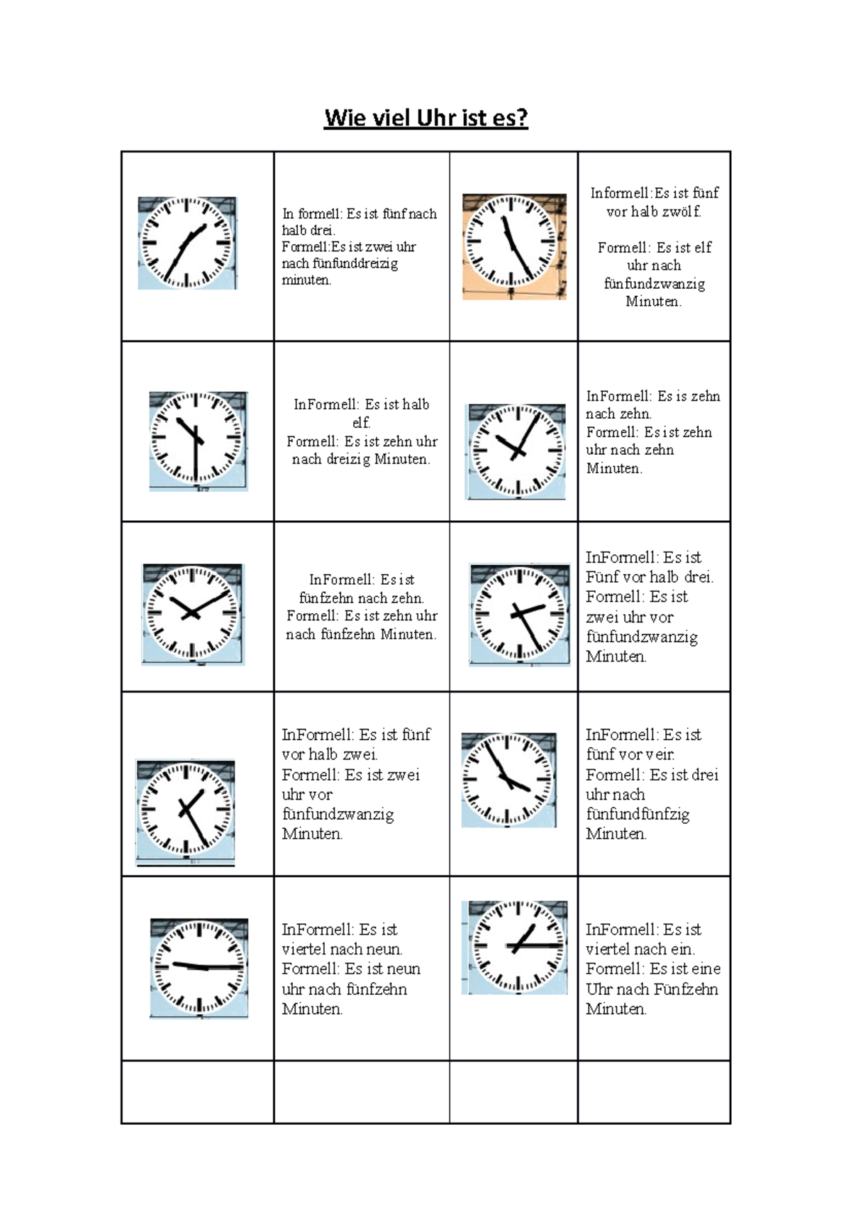 H.A. 2 Wie spät ist es - Wie viel Uhr ist es? Anf a ng In formell: Es ...