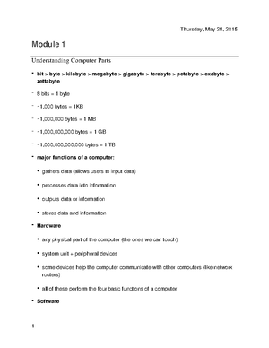 Fundamentals of Information Technology Ch 5 Notes - At the same time ...