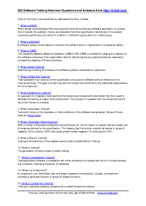 40 QA (Quality Assurance) Interview Questions and Answers - 1) What is the difference between ...