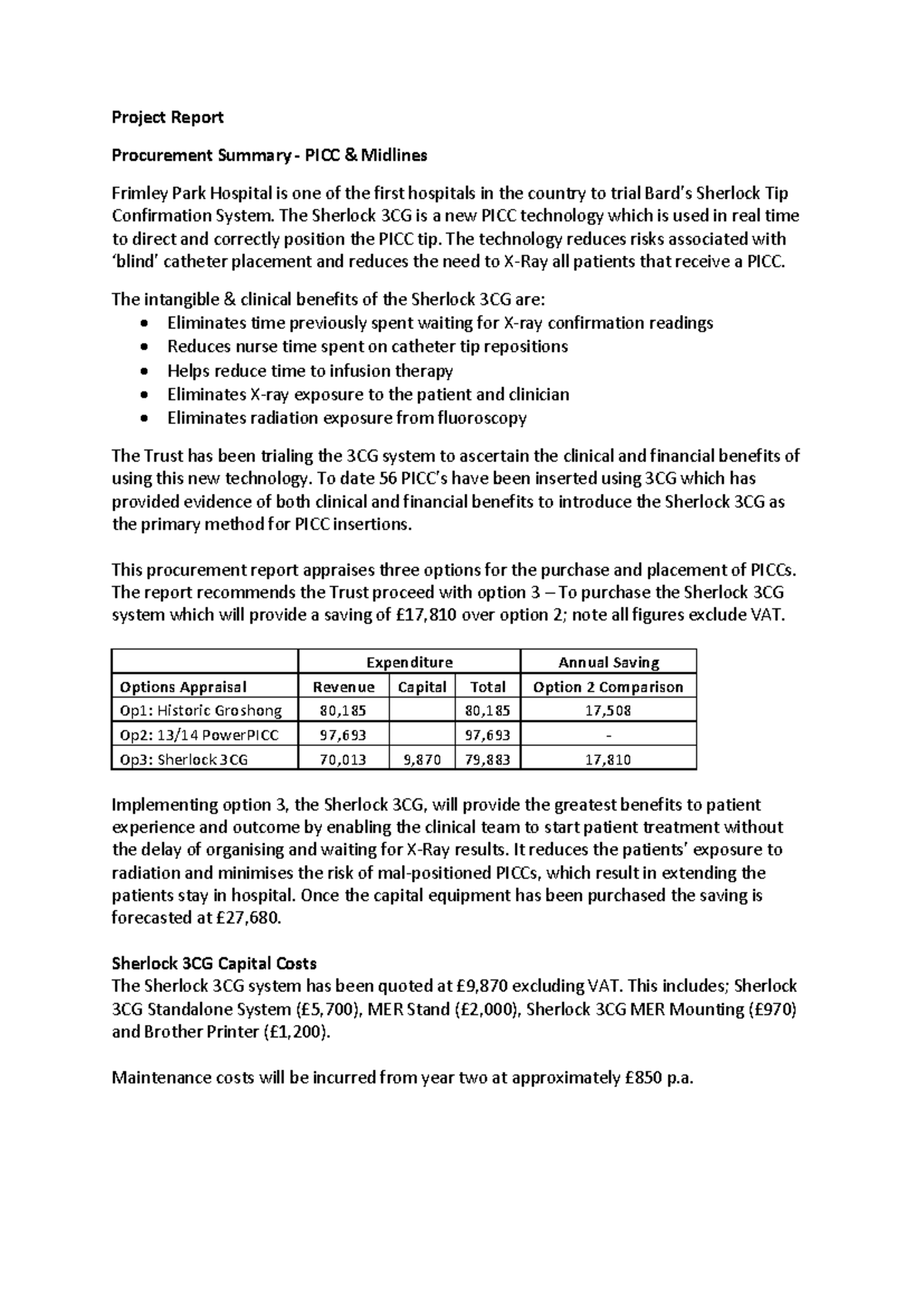 Hospital Project Report Format - Project Report Procurement Summary ...